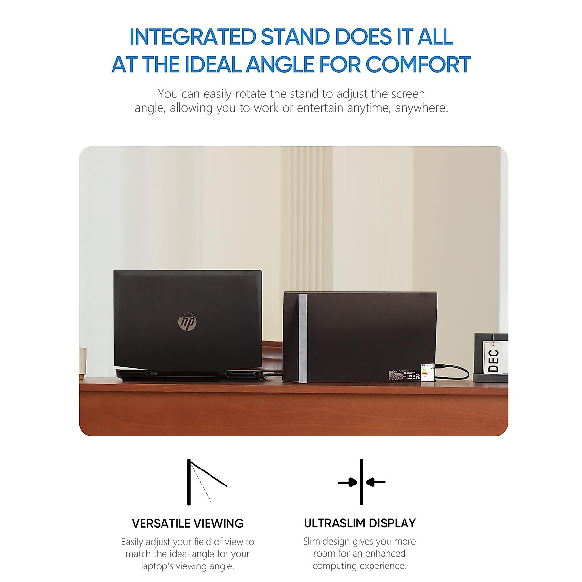 ARZOPA Portable Monitor Kickstand, 14.0" Ultra Slim Portable Laptop Monitor FHD 1080P External Display with Dual Speakers Second Screen for Laptop PC Phone Xbox PS4/5 Switch-A1S