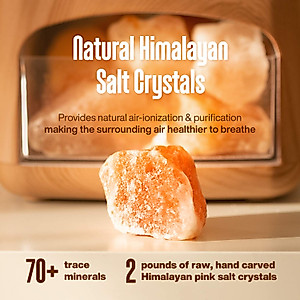 Himalayan Pink Salt Diffuser & 10 Essential Oils – 2-in-1 Therapeutic Device - Aromatherapy & Ionic Himalayan Salt Therapy – 400ml Ultrasonic Vaporizer and Ionizer with Ambient Glow (Light)