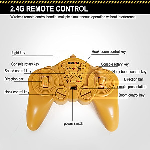 Hitish Remote Control Tower Crane Die Cast Truck Hoist Dragline 1:14 Scale 2.4GHz Remote Control Engineering Lift Model Truck Crawler Loader Excavator Bulldozer Construction Toy for Boys & Girls