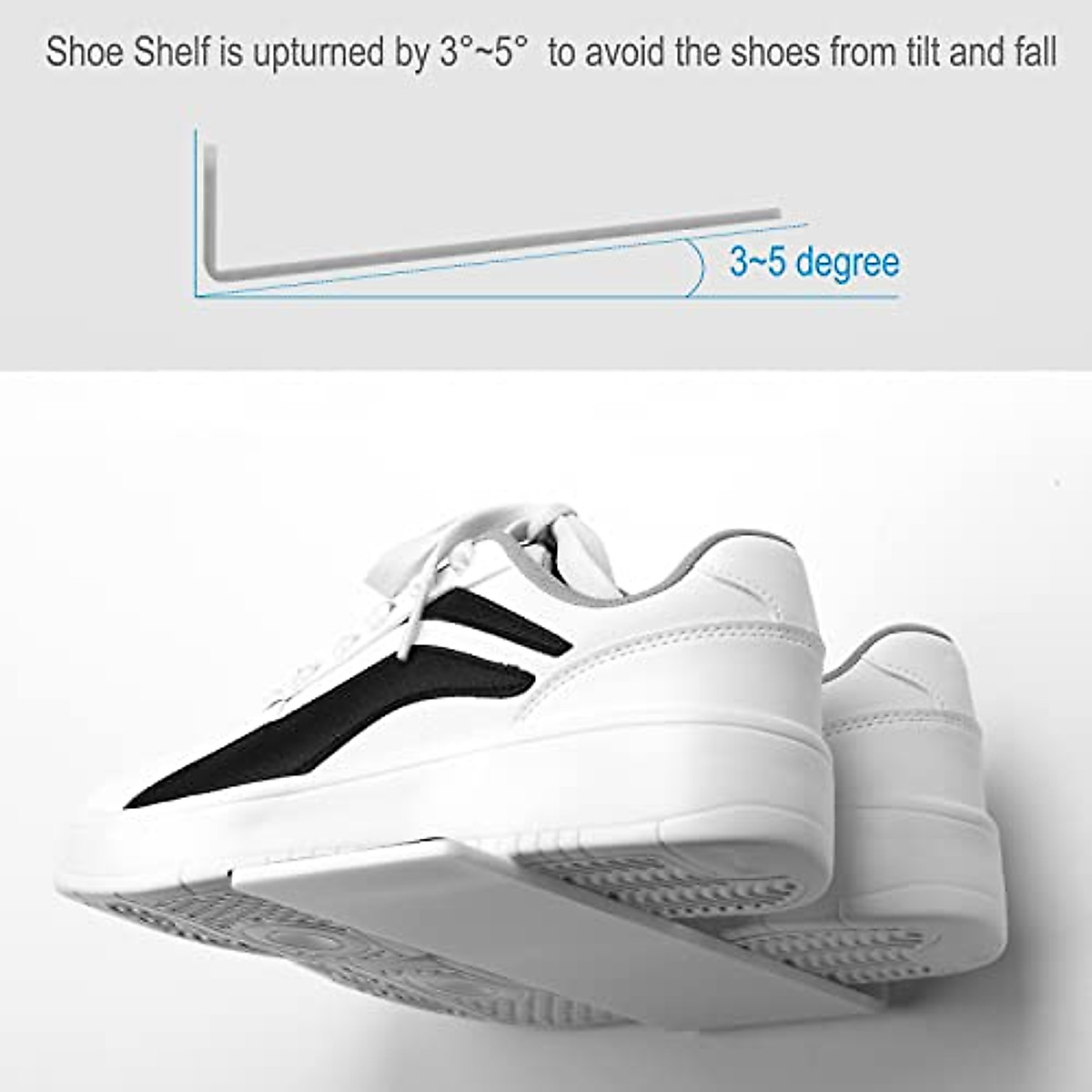 Cosmos 4 Pcs Acrylic Shoe Display Shelf Floating Shoe Shelves- Wall Mount Sneaker Shelves with Velvet Tape for Displaying Showcase Shoes and Sneaker Collection Shoes Box (Solid White)