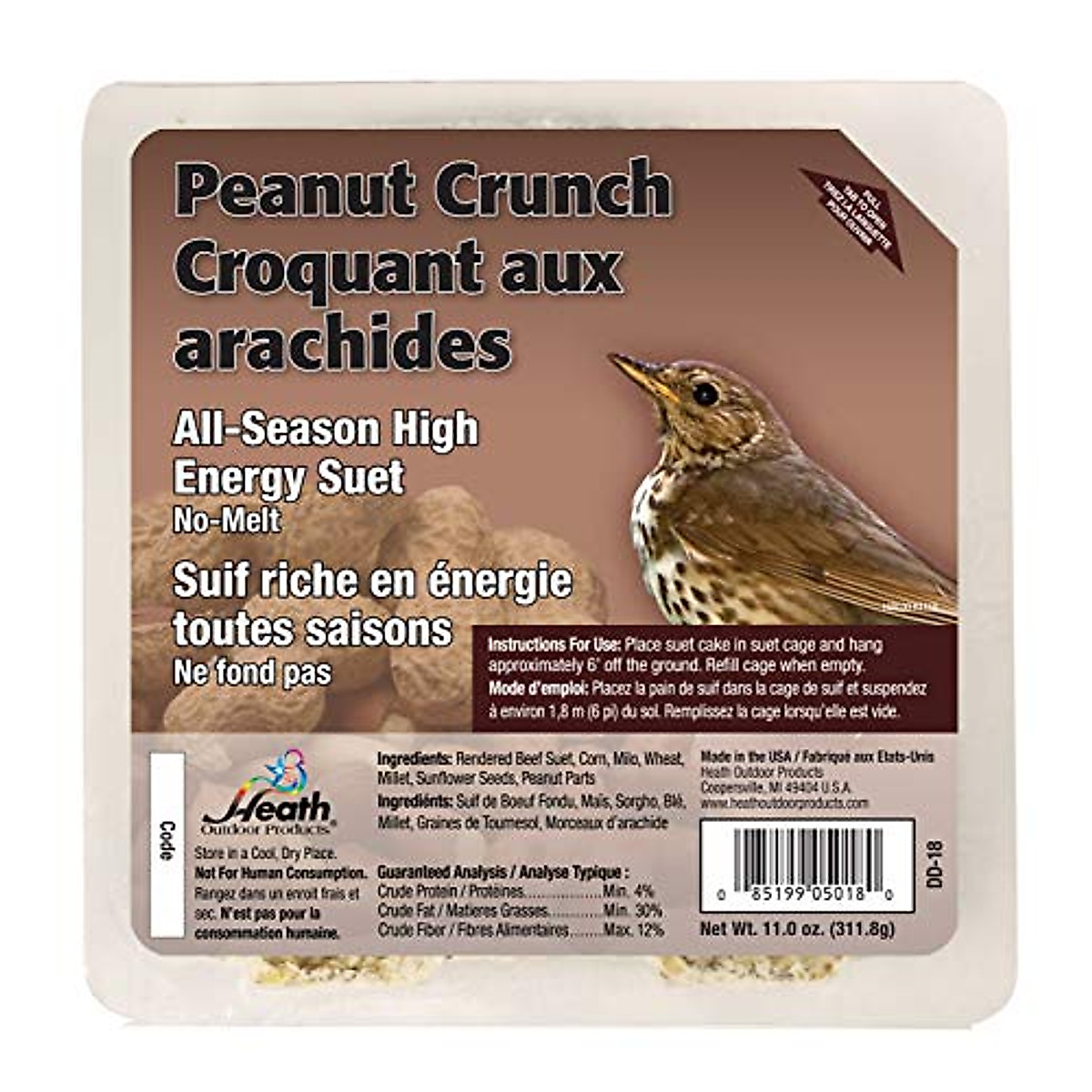 Heath Outdoor Products DD-18 Peanut Crunch Suet Cake, 12-Pack