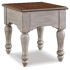 Signature Design by Ashley Lodenbay Classic Farmhouse End Table with 1 Drawer, Antique Gray & Brown