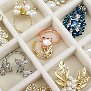 Watpot Acrylic Jewelry Box with 5 Drawers, Clear Earring Storage Organizer Display Case for Women Girls, Beige