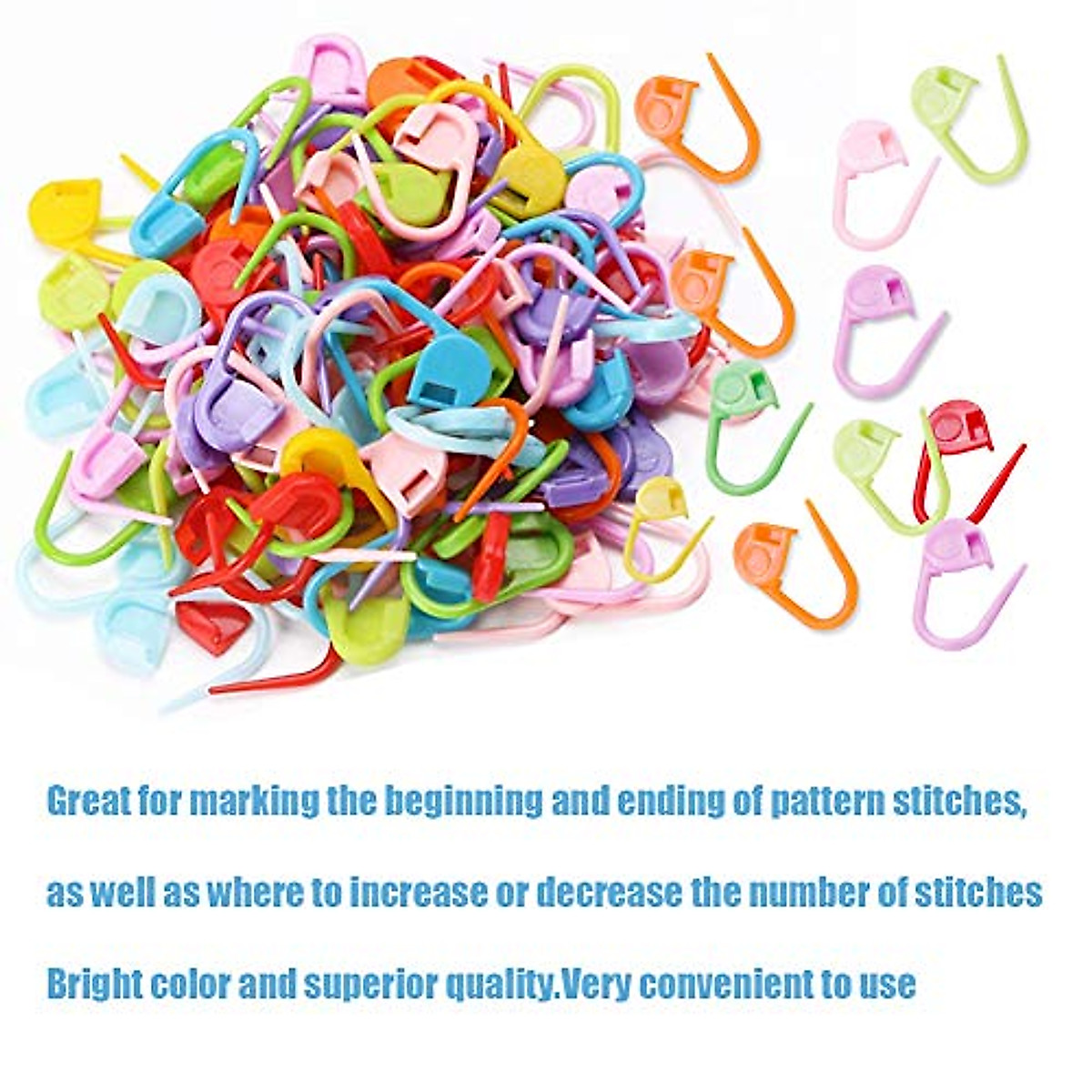 500 Pieces Colorful Knitting Markers Crochet Clips, Knitting Crochet Stitch Markers, Stitch Counter Needle Clips for Knitting DIY Craft Plastic Safety Pins
