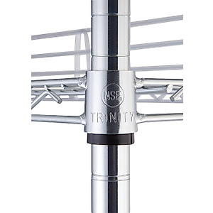 TRINITY EcoStorage Heavy Duty 6-Tier Adjustable Wire Shelving with Wheels and Backstands for Kitchen Organization, Garage Shelving, NSF Certified, 48” W x 18” D x 72-77” H, 800-4800 lb Capacity Chrome