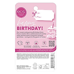 eos Natural Shea Lip Balm- Birthday Cake, Dermatologist Recommended for Sensitive Skin, All-Day Moisture Lip Care Products, 0.14 Ounce (Pack of 2)