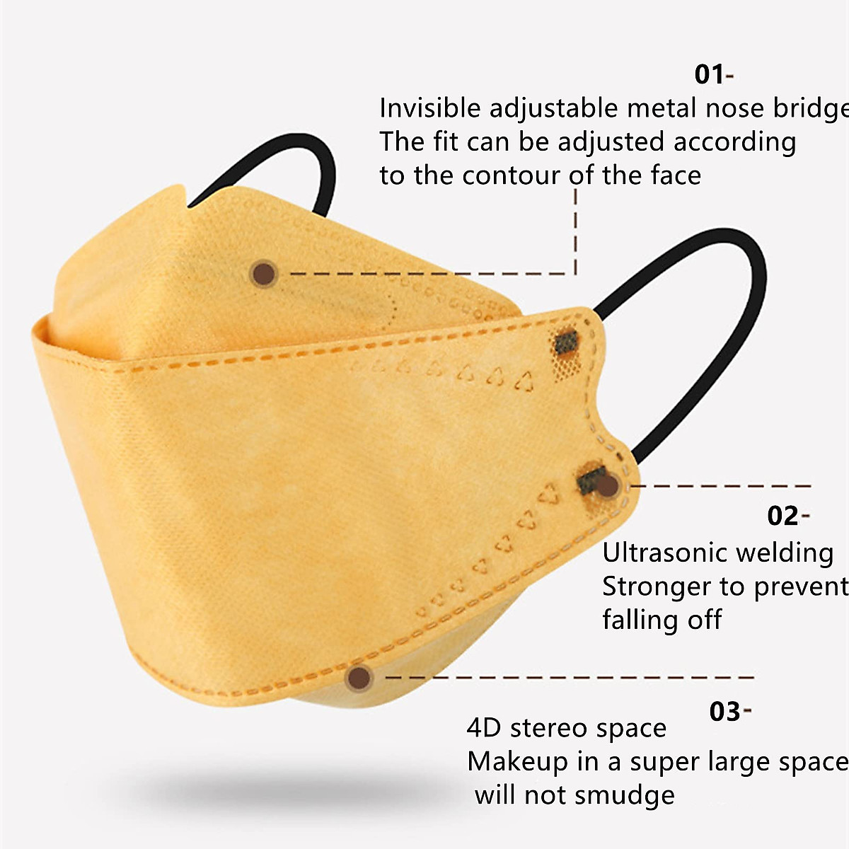 SINYEE KF94 Face Protective Mask for Adult - 60 Packs Individually Packaged - 4 Layer Disposable Safety Dust Mask Multicolor