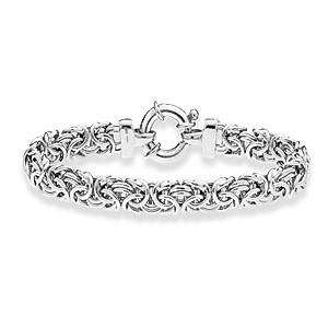 Miabella Italian 925 Sterling Silver 9mm Classic Byzantine Link Chain Bracelet for Women, Handmade in Italy (Length 7.5 Inches (average size))