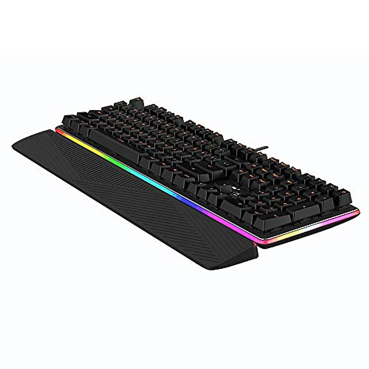 Teerwere Gaming Keyboard Ergonomic Design 108 Key RGB Side Backlit Mechanical Gaming Keyboard with Wrist Pad ABS Keycaps Mechanical Gaming Keyboard (Color : Black, Size : Brown Switch)