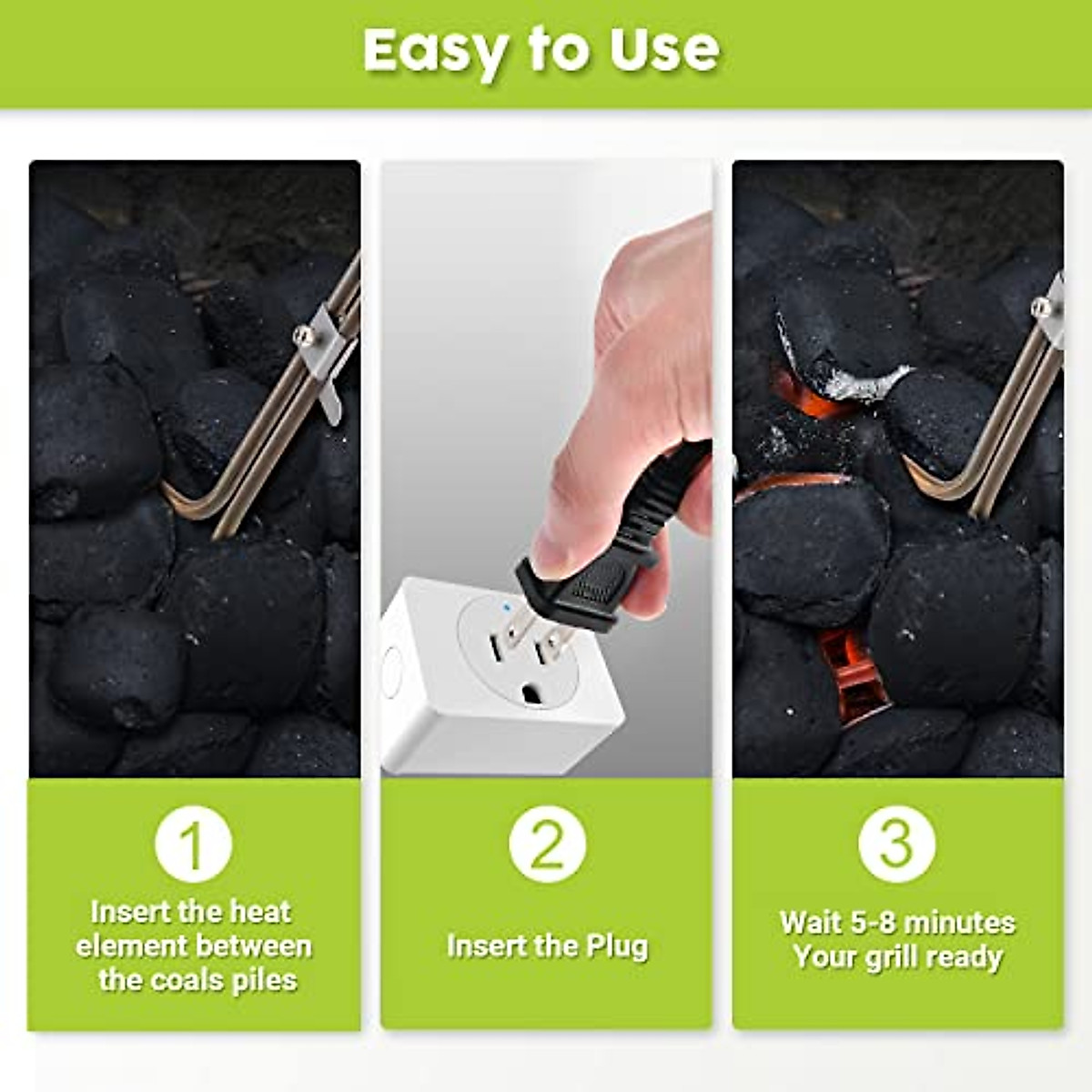 KITOSUN Electric Charcoal Starter 700W – Premium BBQ Grilling Fireplace Tools Ignite Lump Coals Briquettes Easier & Quicker | NO Fluid Fuel Lighter | Bigger 304 Heat Element Coils with 5ft Long Cable