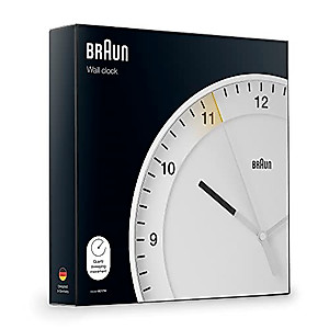 Braun Classic Mixed Analogue Wall Clock Home Gift Bundle with Silent Sweep Movement, Easy to Read, 30cm Diameter in Black + White, Model BC17B, BC17W (2 Pack)