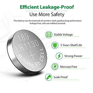 LiCB 20 Pack LR1130 AG10 Battery 1.5V Long-Lasting Alkaline Button Cell Batteries