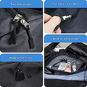 Sports Gym Bag for Women Mens, Crincy Black Weekender Overnight Travel Bag for Women fit 13.3 IN Laptop, Waterproof Tote Duffel Bag with Shoes Compartment and Wet Pocket for Plane, Yoga, Swimming.