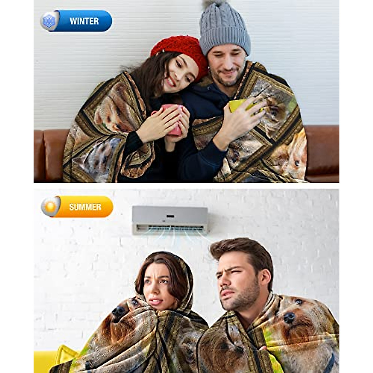 Yorkshire Terrier ​Blanket for Dog Lover, Fleece Throw Blanket for Couch Super Soft Cozy Bed Blanket Lightweight Plush Fuzzy Blankets and Throws for Sofa, 50 x 60 Inch