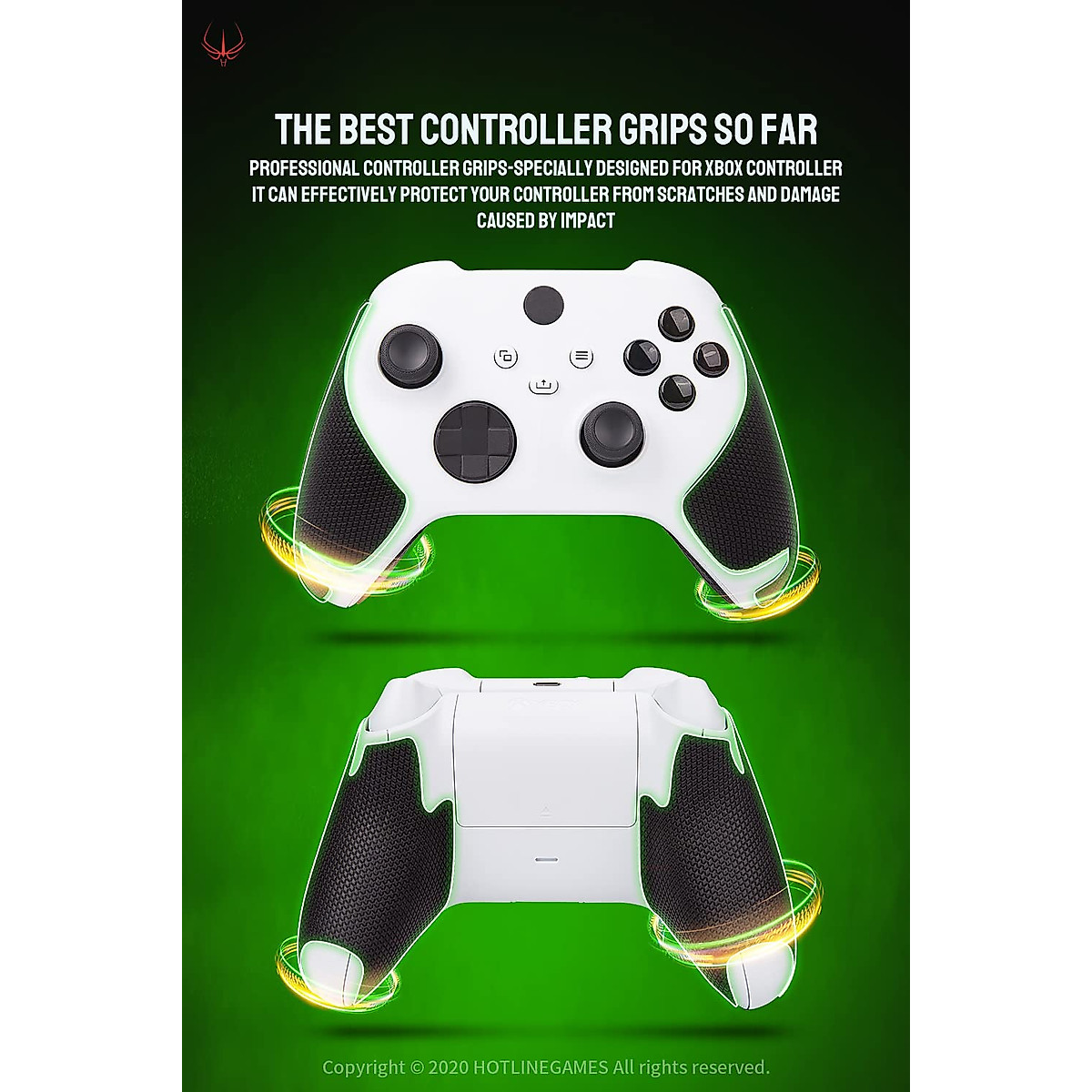 HOTLINEGAMES 2.0 Plus Controller Grip for Xbox Series X/S Controller Grips Tape XSX XSS Controllers, Anti-Slip, Sweat-Absorbent, Easy to Apply (Handle Grips (4PCS))