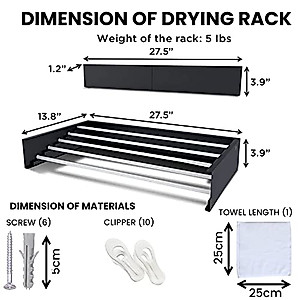 Wall Mounted Clothes Drying Rack - Closet Organizer Clothes Hanger Rack - Wall Mount Drying Racks for Laundry - Wall Drying Rack - wall mount drying racks for laundry, laundry hanging rack wall mount