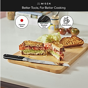 Misen Serrated Bread Knife - 10 Inch, High Carbon Stainless Steel, Japanese AUS10 - Ideal for Sourdough, Challah, Watermelon - Bread Slicer - Gray