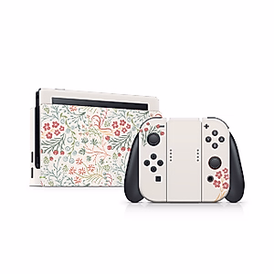 TACKY DESIGN Japanese Cherry Blossom Skin Compatible with Nintendo Switch Skin, Beige Color Skin Compatible with Nintendo Switch Skin, Vinyl 3m Sticker, Full wrap Cover (Garden Beige)