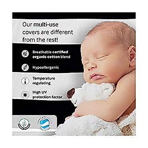 FoxSyth 5-in-1 Carseat Canopy & Nursing Cover, Stretchy & Ultra Soft Breastfeeding, Car seat & Stroller, Shopping Cart Covers for Mom