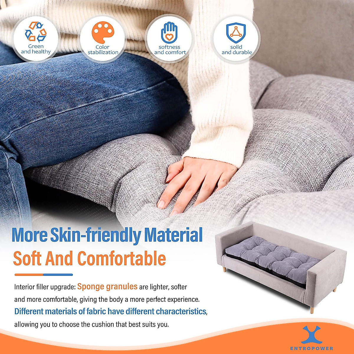 ENTROPOWER Custom Size Bench Cushions, Non-Slip Tufted Swing seat Cushions, Piano Bench Cushions, Sofa Cushions, Indoor/Outdoor Patio Cushions