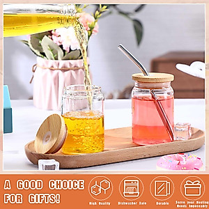 Nuogo 8 Pcs 3 oz Mini Glass Cups Mini Tumbler Shot Glass with Straw and Lid Sublimation Shot Glass Tumblers Blank Glass Cups for Wedding