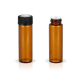 ZbFwmx 12 Pack Set Brown Screw Cap Glass Bottle Small Mini Empty Oil Amber Vial (5ml)