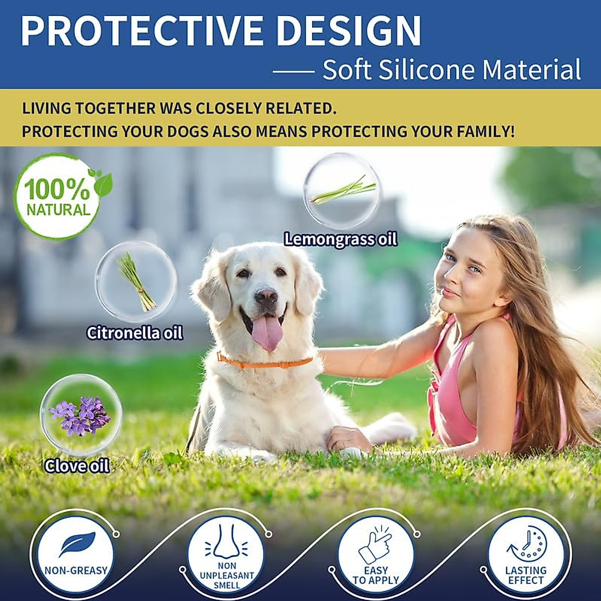 4 Pack Flea Collar for Dogs, 32 Months Flea and Tick Prevention for Dogs, Adjustable Flea and Tick Collar for Dogs Puppies, Waterproof Dog Flea Collar, Natural Dog Flea and Tick Treatment(Pink&Orange)