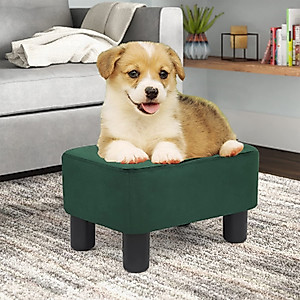 Joveco Small Footstool Ottoman Fabric Footrest Modern Rectangular Footstools for Living Room Bedroom (Green)