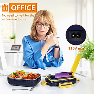 VECH Electric Food Heater Lunch Box Leakproof Portable Heated Lunch Box 110V/12V/24V for Office and Car/Truck, Food Warmer with Removable Stainless Steel Container and Carry Bag (Purple)