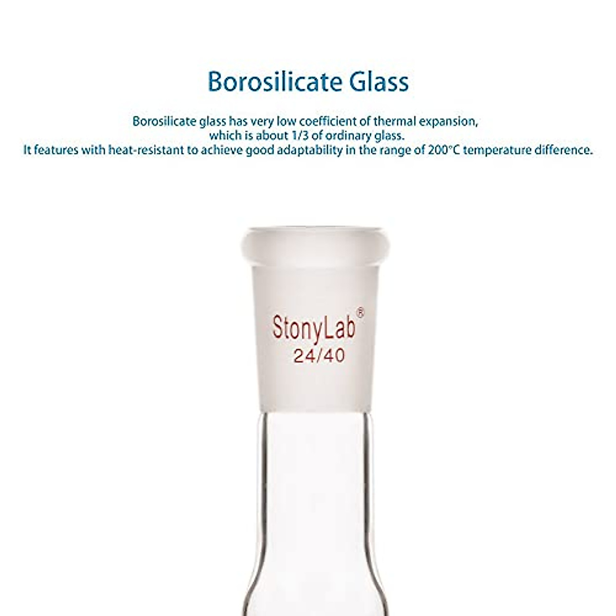 stonylab Glass Straight Drying Tube, Borosilicate Glass Drying Tube Adapter with 24/40 Standard Taper Joints for Laboratory Lab Supply