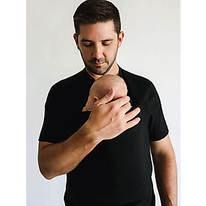 Lalabu Dad Shirt | Original Babywearing T-Shirt with Kangaroo Pouch | Baby Wrap Carrier for Newborns & Infants | Baby Wrap Carrier for Newborns | Essential for New Dads | Pure Black, L, Short Sleeve
