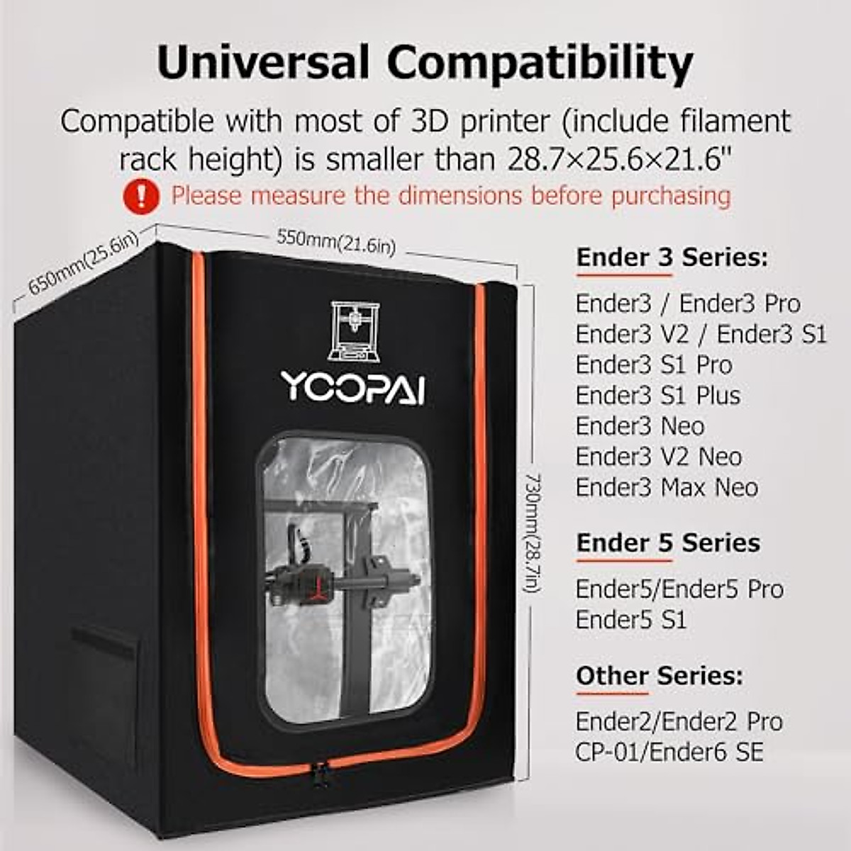 3D Printer Enclosure with LED Lighting, Fireproof Dustproof Tent Constant Temperature Protective Cover for Creality Ender 3/Ender 3 Pro/Ender 3V2/Ender 3S1/Neo/Anycubic Elegoo, Medium