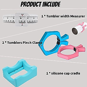 4 Package Tumbler Clamp, Sublimation Tumblers Clamp with Cup Cradle and Meter Stick, Perfect Tumbler Pincher Tool Sublimation for 12 Oz 20 Oz 30 Oz Sublimation Blanks Tumblers