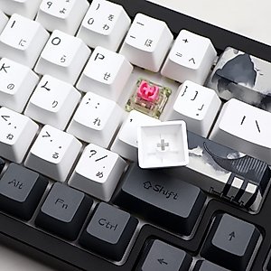 Ink Lotus Keycaps OEM Height PBT Sublimation Japanese Keycap for gk61/68/87/96/98/108 Mechanical Gaming Keyboard Key Cap Ink Lotus keycaps Set 140 Keys keycap