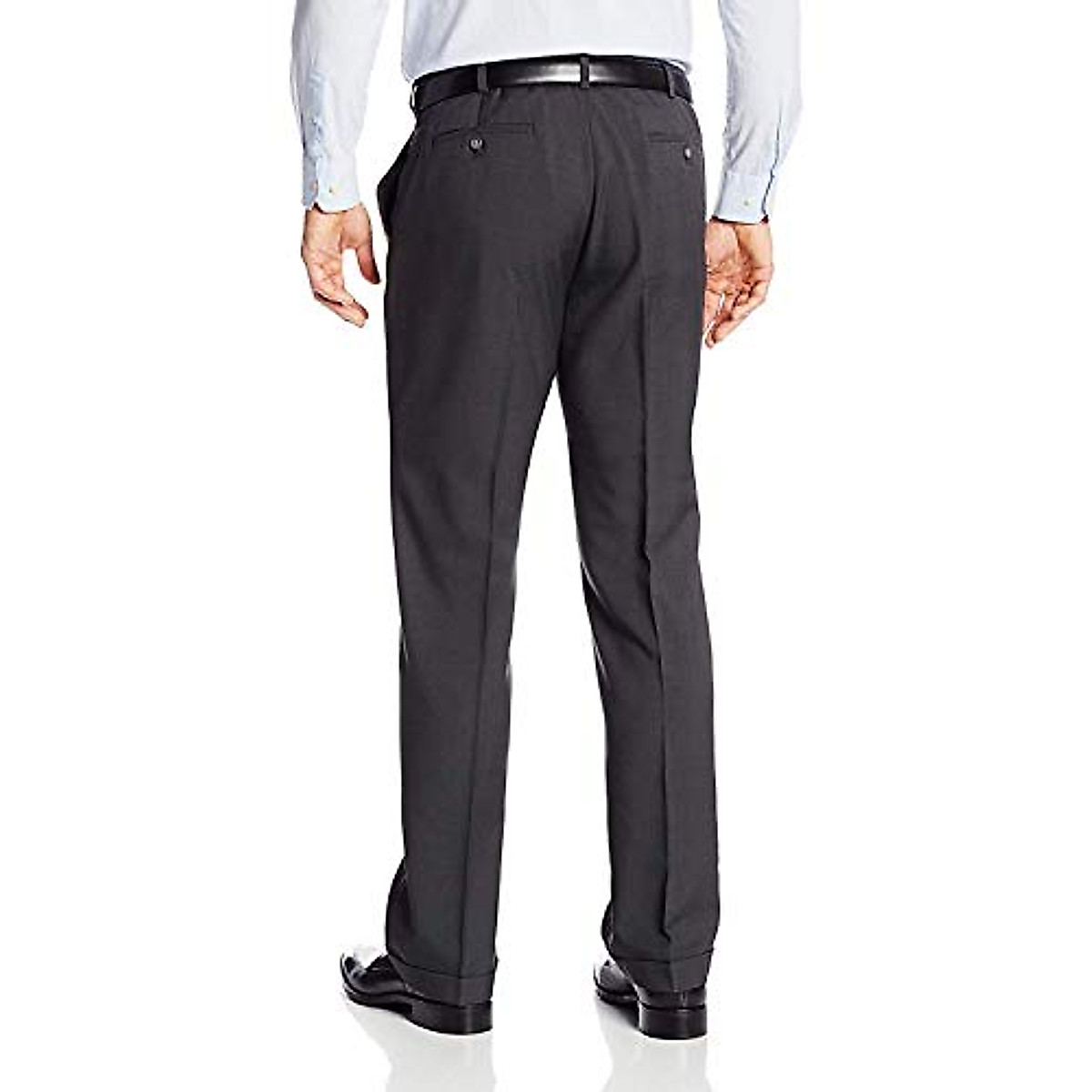 Van Heusen mens Big and Tall Stretch Traveler Cuffed Crosshatch Pleated pants, Grey, 44W x 32L US