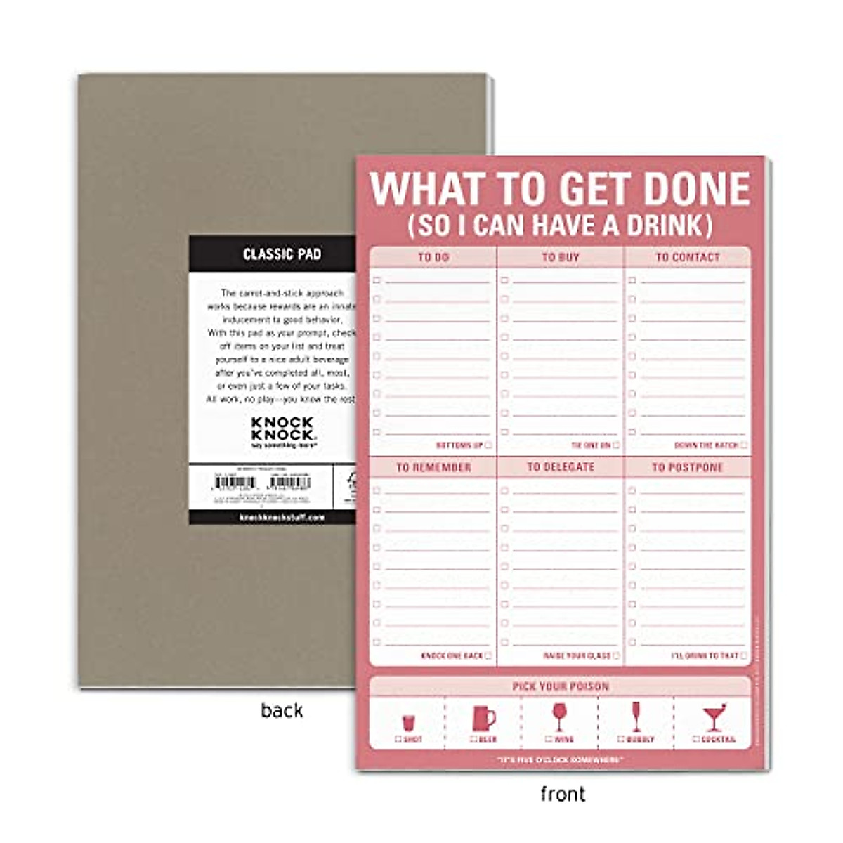 Knock Knock What to Get Do (So I Can Have a Drink), To Do List Note Pad, 6 x 9-inches