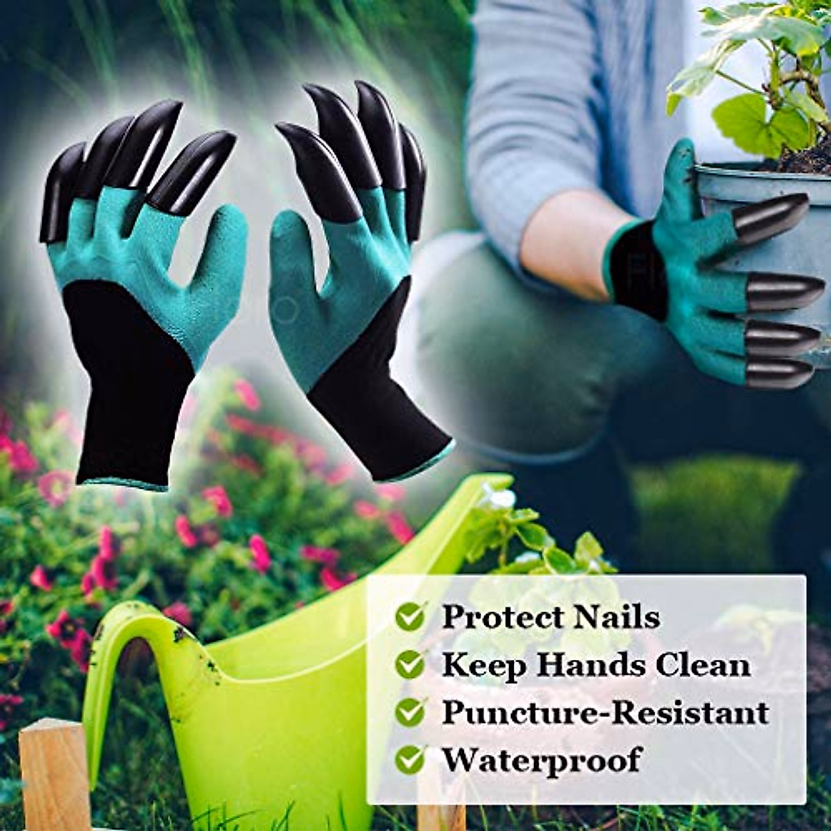 Floro Garden Gloves with Claws, Chicken Coop Cleaning, for Digging, Pruning & Poking, All in One Gardening Tool, Durable Hand Protectors, handwear for Gardeners & DIY Hobbyists