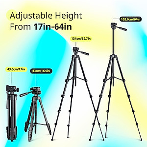 Sensyne 64" Camera Tripod Stand, Versatile Phone & iPad Tripod with Wireless Remote and 2-in-1 Phone Holder for Selfie/Video Recording/Photo/Live Stream/Vlog