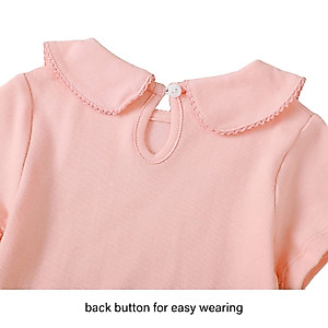 ROMPERINBOX Baby Girl Onsies 0-3 Months 3-6 6-9 9-12 12-18 18-24 Months Girls Boys Peter Pan Short Sleeve Bodysuit(Pink,3-6 Months)