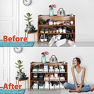YIHATA Shoe Slots Organizer, Adjustable Shoe Stacker Storage Space Saver, Double Deck Shoe Rack Holder for Closet Organization, Thickening Quality Upgrade (16Pack, White)