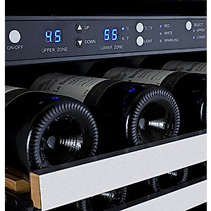 Allavino 24" Wide FlexCount II Tru-Vino 56 Bottle Dual Zone Stainless Steel Right Hinge Wine Refrigerator