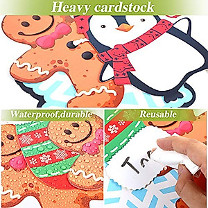 45 Pieces Mini Winter Cutouts for Classroom Snowflake Snowman Santa Gingerbread Christmas Cutouts with 100 Pieces Adhesive Glue Point Dots Winter Bulletin Board Classroom for Toddler Kids Preschool