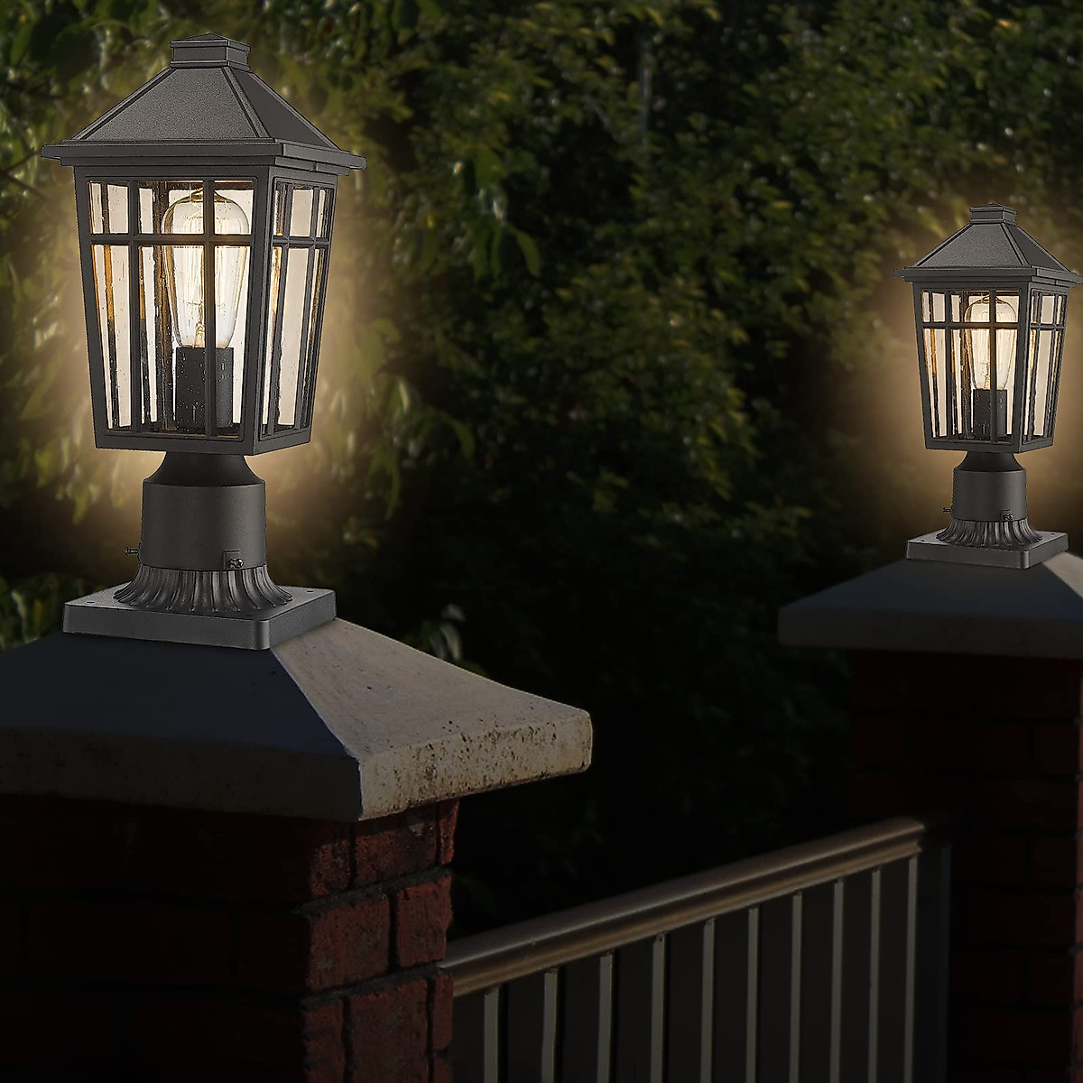 Darkaway Outdoor Post Lights Lamp Post Light Fixture, Waterproof Aluminum Housing with Glass, Fence Post Deck Lighting for Garden, Patio, Pathway (1 Pack, Black)
