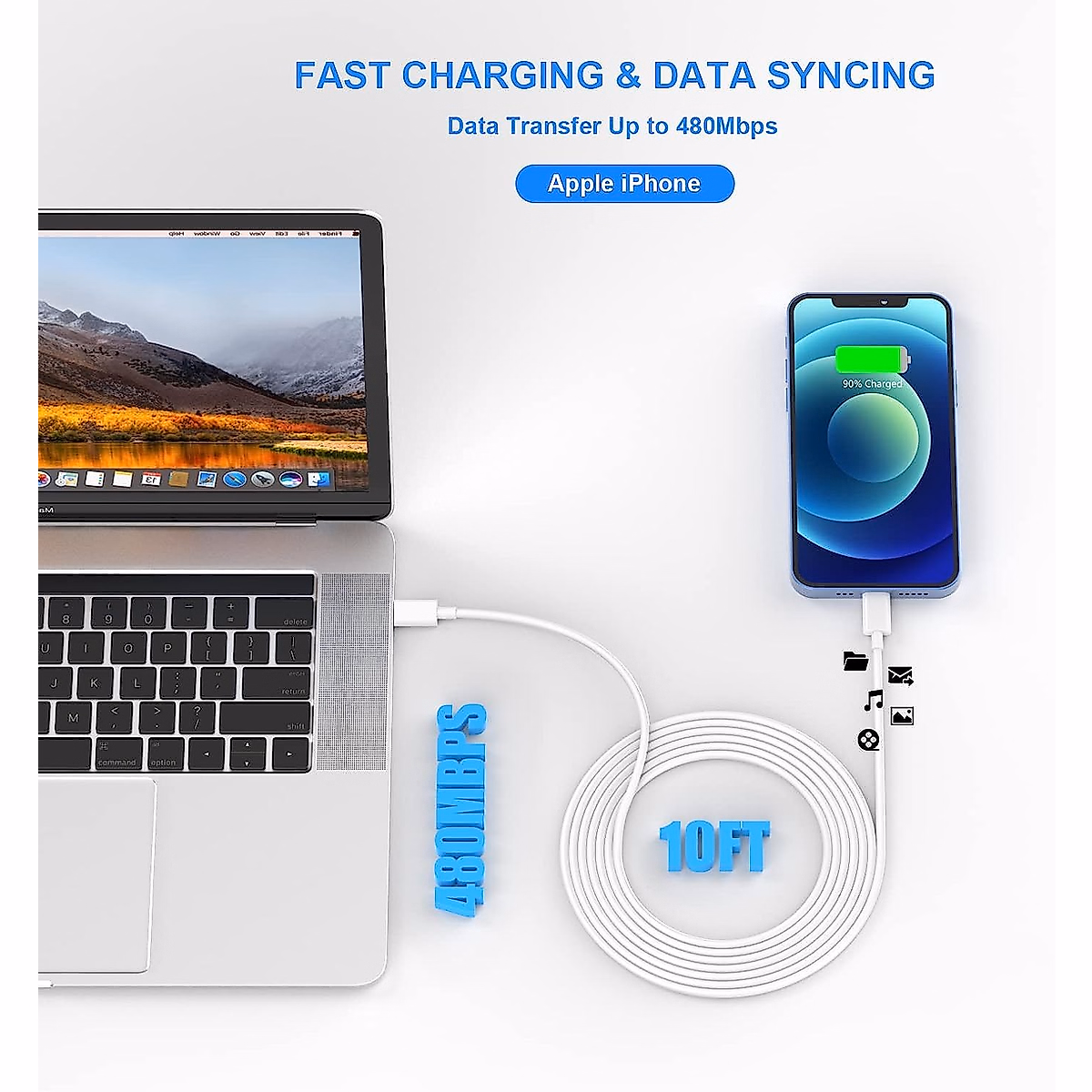 USB C Fast Charger,[MFi Certified] 2 Pack 40W Dual Port Charger Fast Charging with 10 FT Long Type C to Lightning Cable 20W PD Power Adapter for iPhone 14 13 12 11 Pro Xs Xr X 8 Block