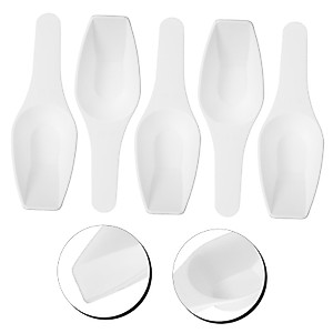 ROMISBABA 10pcs Weighing Spoon Plastic Weighing Sample Scoop Ice Scooper Popcorn Scooper Plastic Scoop Ice Scoop Plastic Ice Cube Scoop for Freezer Bin Plastic Spoons Scoop Shovel White Pp