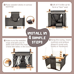 Baby Swing Outdoor Indoor Toddler Swing Seat with Safety Belt, Canvas Hanging Swings Outside Tree Swing Great Gift for Baby Boys Girls Kids Lovers