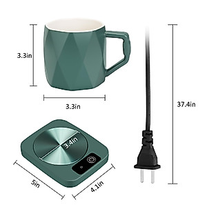 Coffee Warmer with Ceramic Mug, Electric Coffee Warmer for Desk Home Office, 131℉ Temperature Control, 16 Watt, Smart Coffee Cup Warmer for Heating Coffee, Milk, Tea