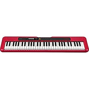 Casio CT-S200 61-Key Digital Piano Style Portable Keyboar, 48 Note Polyphony and 400 Tones, Red with Headphones