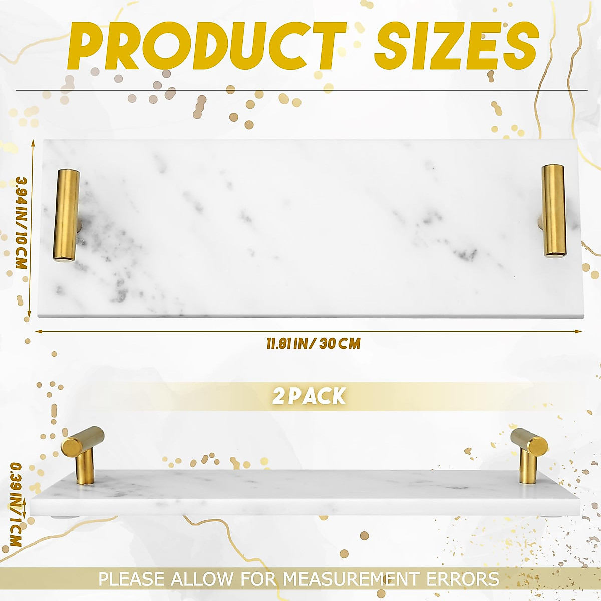 Tioncy 2 Pcs Marble Guest Towel Holder Tray for Bathroom Napkin Holder White Marble Vanity Tray Marble Tray for Kitchen Paper Disposable Hand Towel Holder for Dessert Jewelry Perfume Storage Organizer