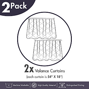 Ambesonne Colorful Window Valance Pack of 2, Modern Geometric Bohemian Paisley Details in Square Shaped Backdrop Pieces Art, Rod Pocket Curtain Valances for Kitchen Bedroom, 54" X 18", Blue Khaki